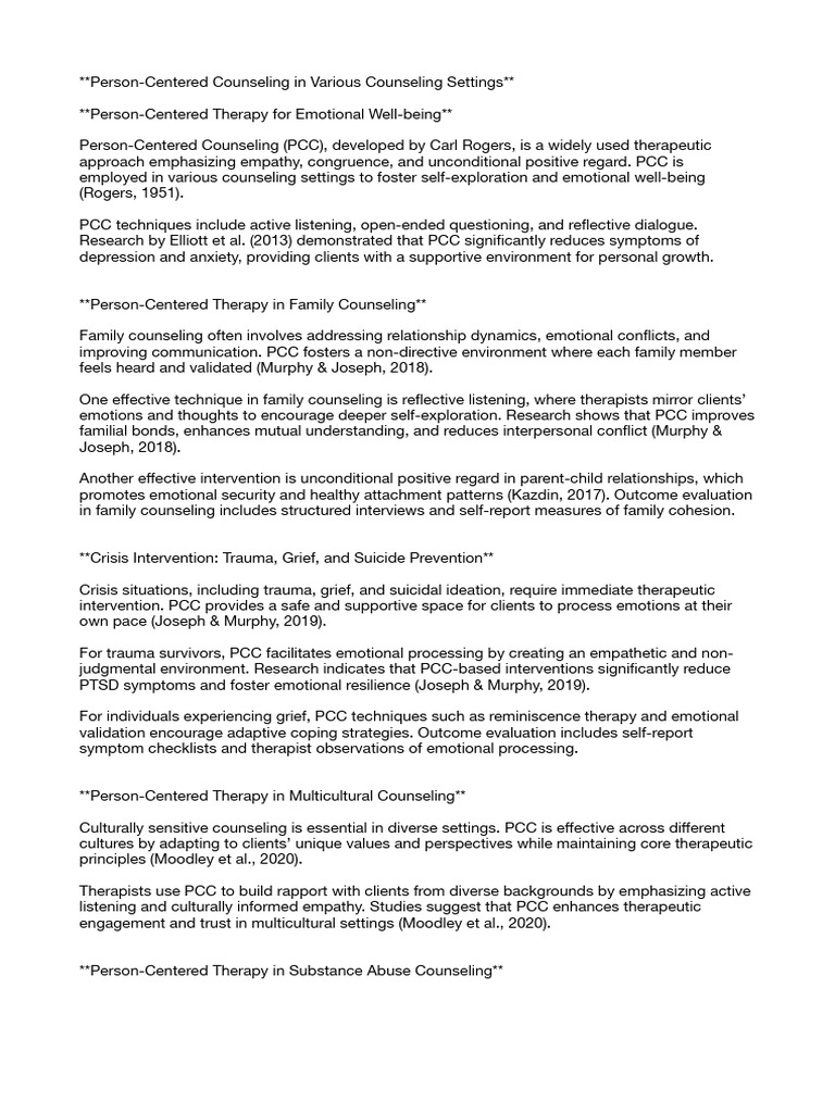 person centered counseling | PDF | Psychotherapy | Drug Rehabilitation