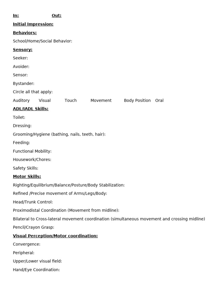 Clinical Impression Eval Checklist | PDF