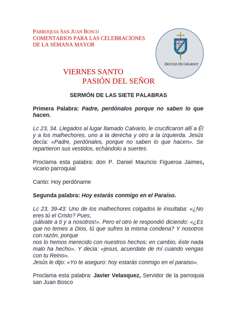 Moniciones y Sermón Viernes Santo | PDF | Jesús | María, madre de Jesús