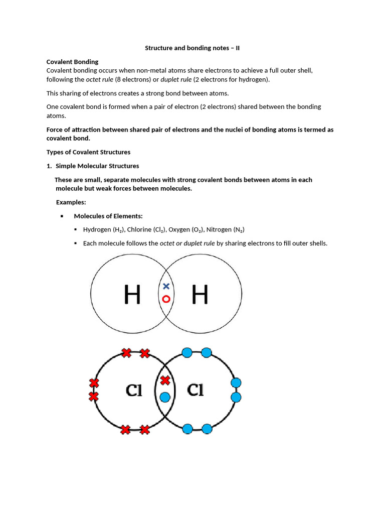 Structure and Bonding Notes - II | PDF | Chemical Bond | Covalent Bond