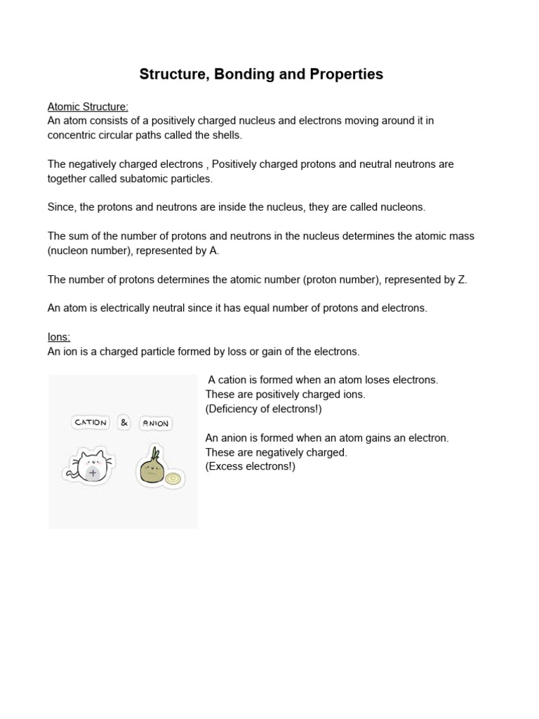 Structure, Bonding and Properties | PDF | Salt (Chemistry) | Ion