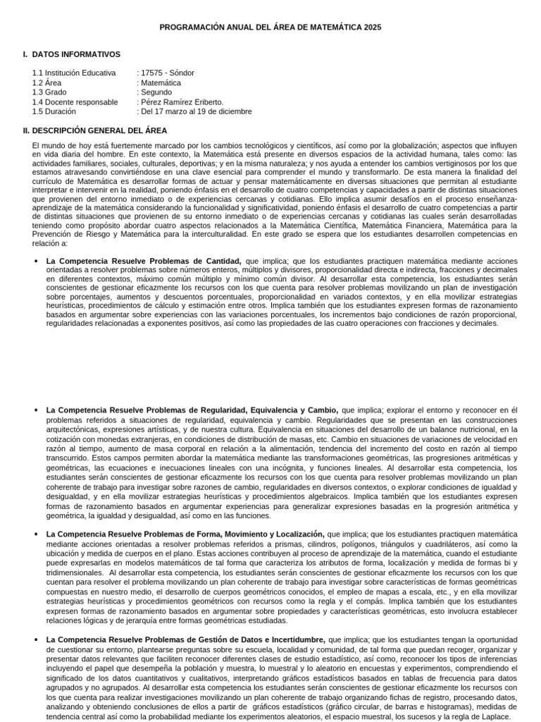 MAT2-PROGRAMACION ANUAL-2 | PDF | Estadísticas | Geometría