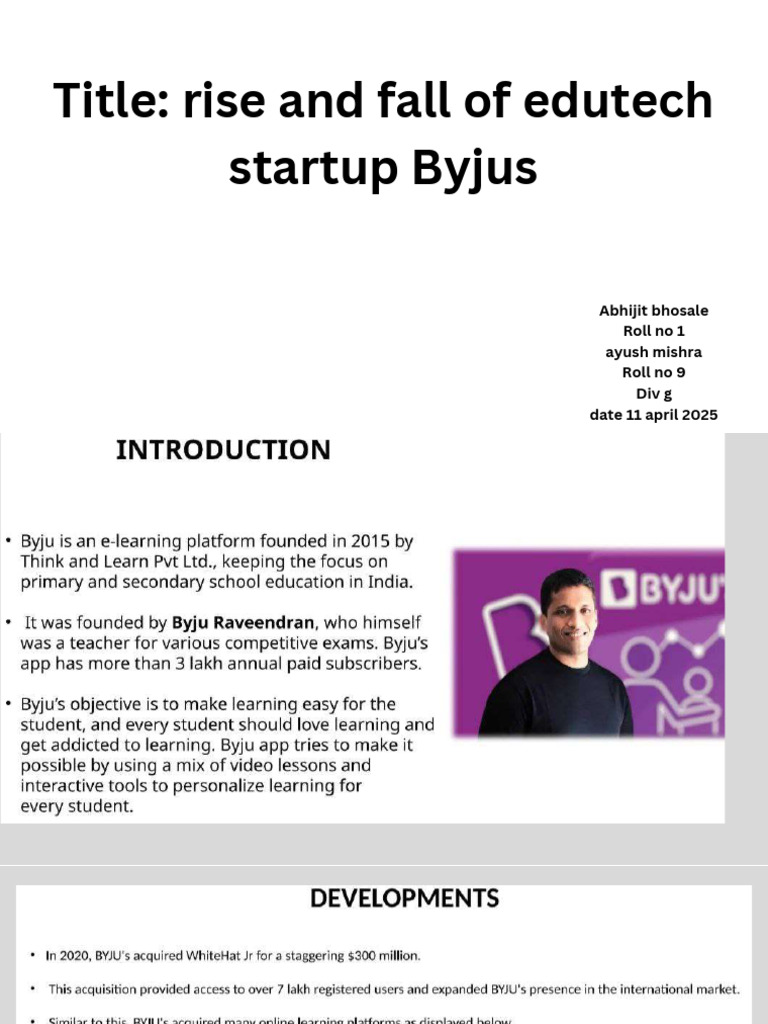 Title Rise and Fall of Edutech Startup Byjus - 20250410 - 205748 - 0000 ...