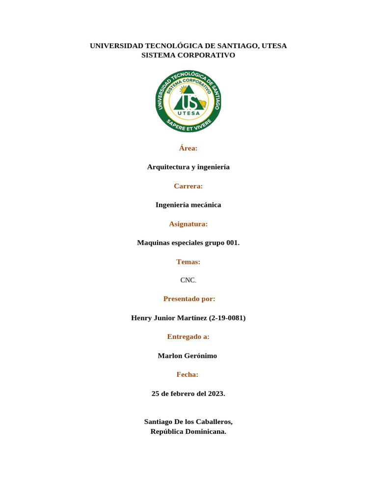 Tarea 7 Maq Esp | PDF | Control numerico | Metalurgia