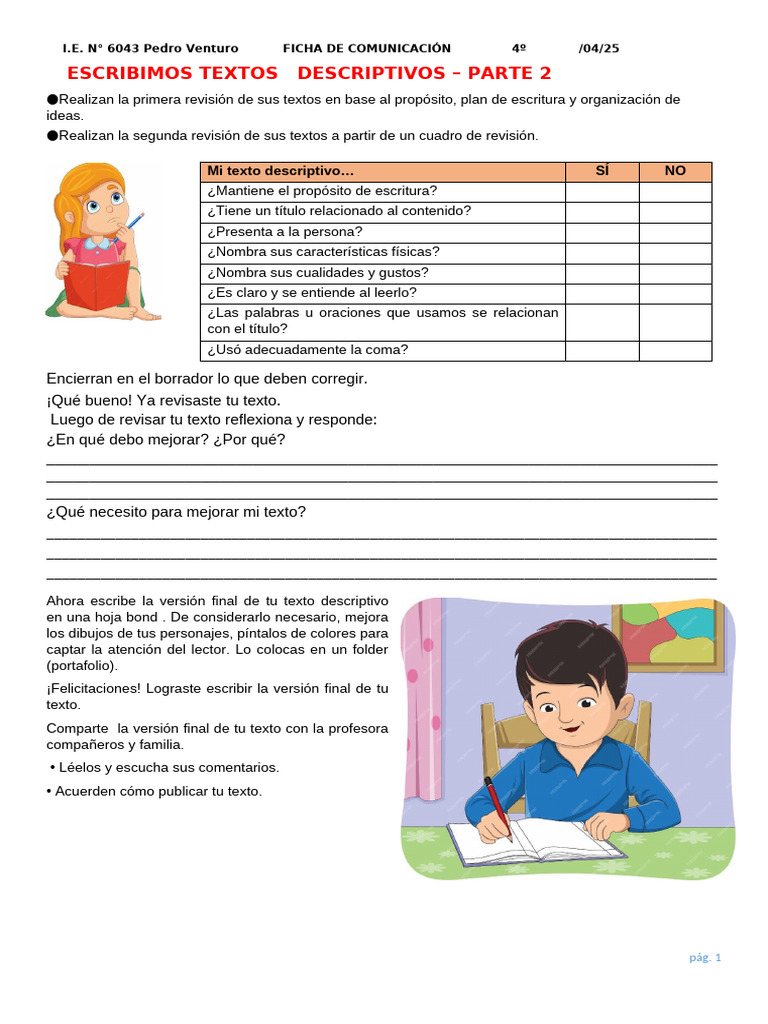 Guía para Escribir Textos Descriptivos | PDF