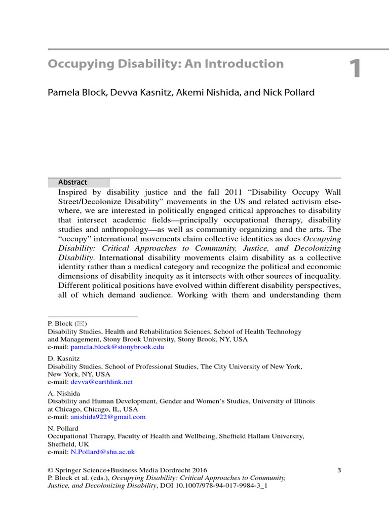 Occupying Disability - Critical Approaches To Community-16-42 | PDF ...