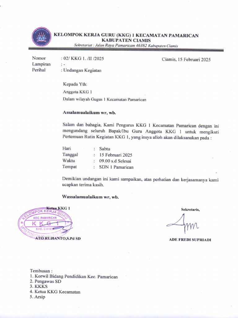 Surat Undangan KKG | PDF