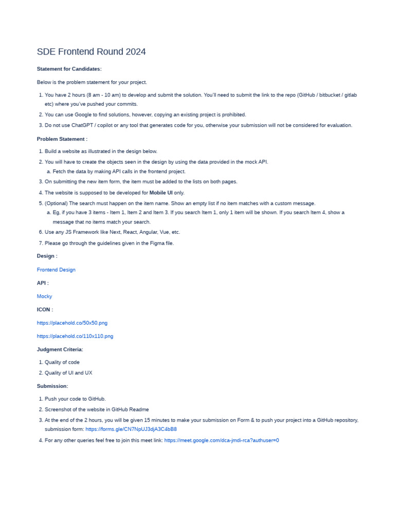 TD-SDE Frontend Round | PDF