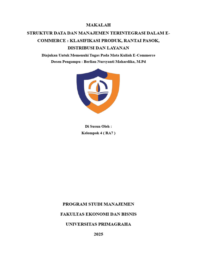 Makalah Struktur Data Dan Manajemen Terintegrasi Dalam Ecommerce ...
