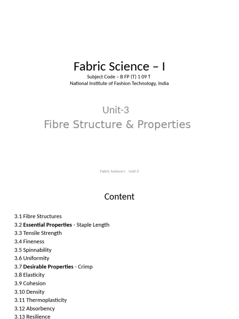 Fibre Structure - Properties | PDF | Textiles | Fibers