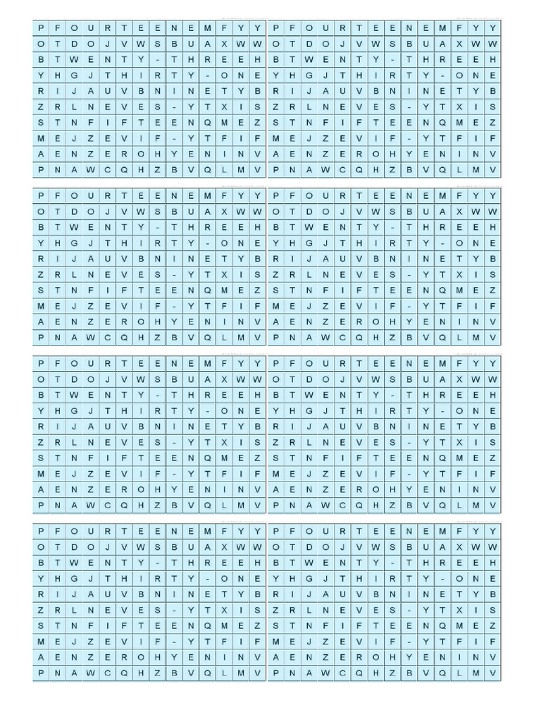 Numbers 1-100 Wordsearch | PDF