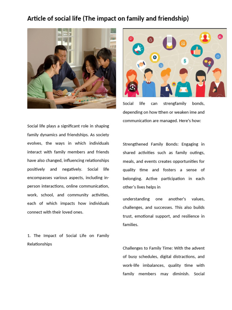 Social Life Plays A Significant Role in Shaping Family Dynamics and ...
