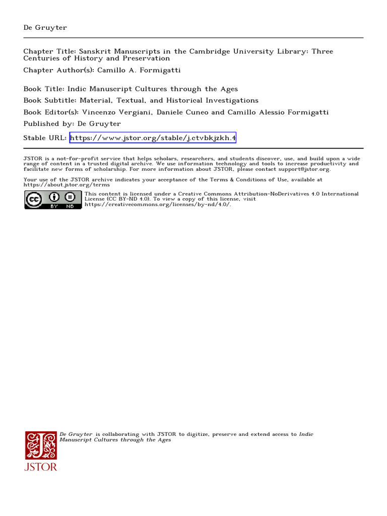 Formigatti-SanskritManuscriptsCambridge-2017 | PDF | Vedas | Sanskrit