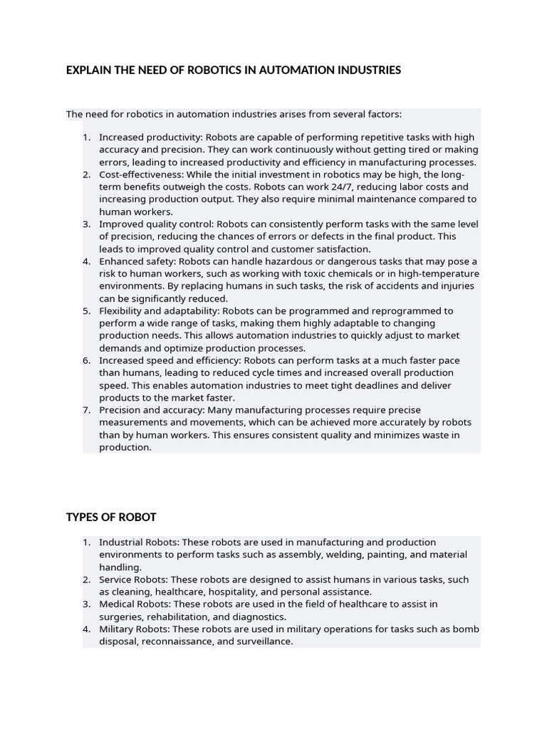 Importance of Robotics in Automation | PDF | Image Segmentation | Sensor