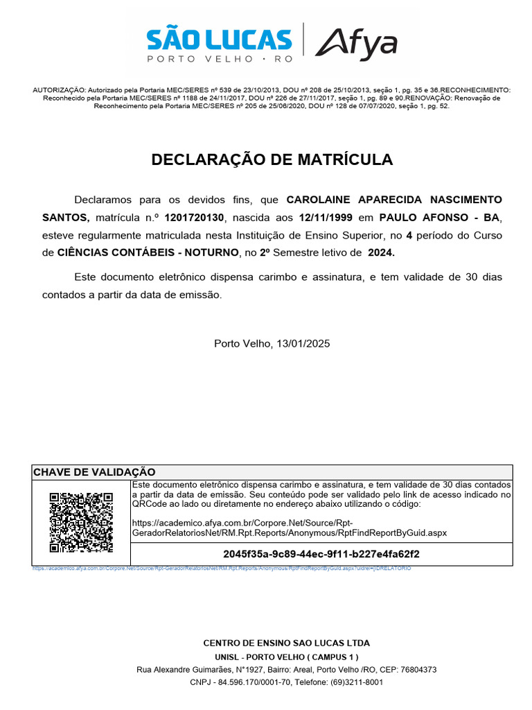De Clara Cao de Matric Ula | PDF