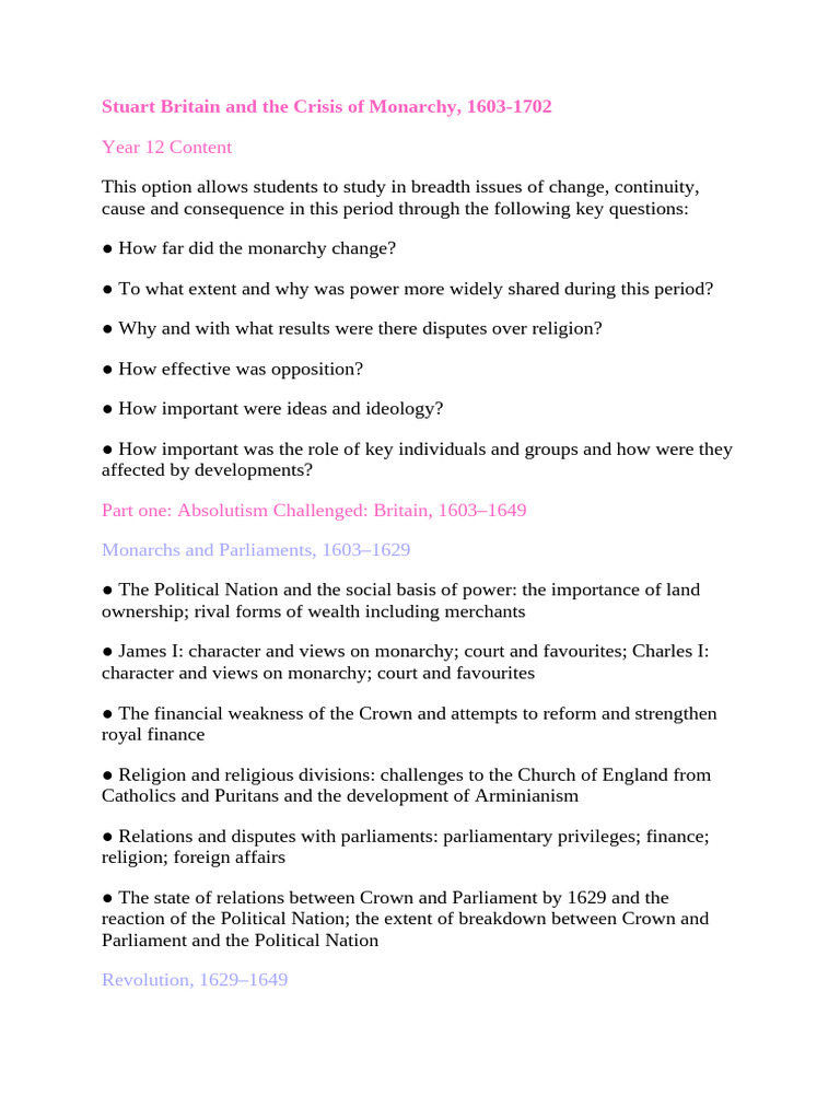 1D Stuart Britain and The Crisis of Monarchy | PDF | English Civil War ...