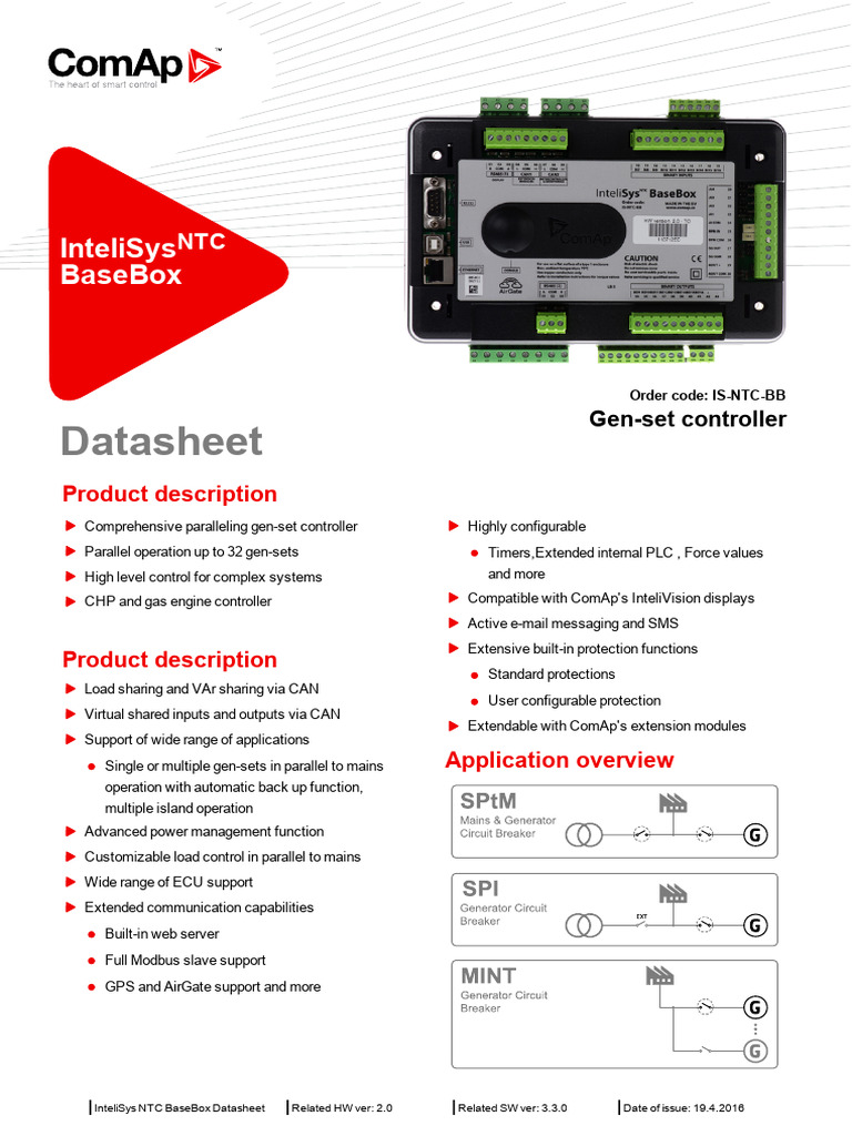 InteliSys-NTC-BaseBox-Datasheet | PDF | Mains Electricity | Power Supply