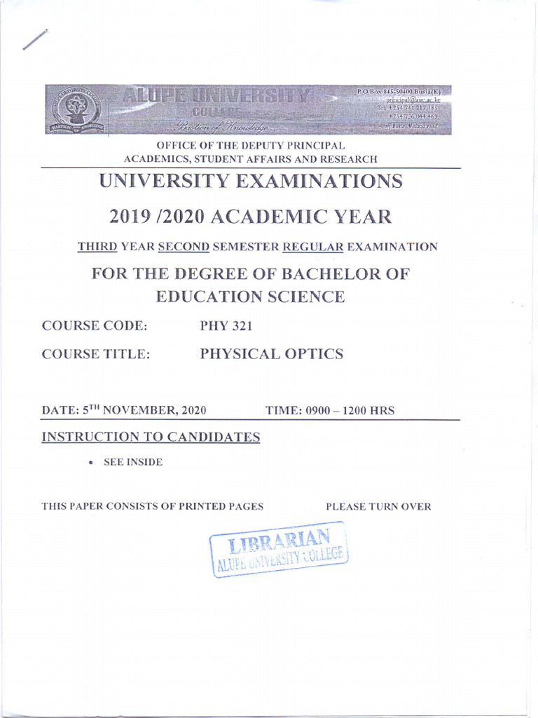 Phy 321 Physical Optics | PDF