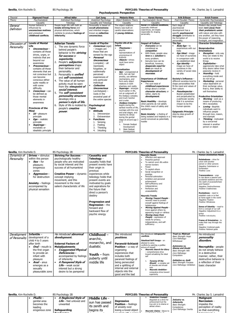 Psychodynamic Perspective Matrix | PDF | Psychoanalysis | Psychodynamics