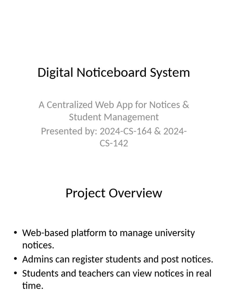 Digital Noticeboard Presentation | PDF