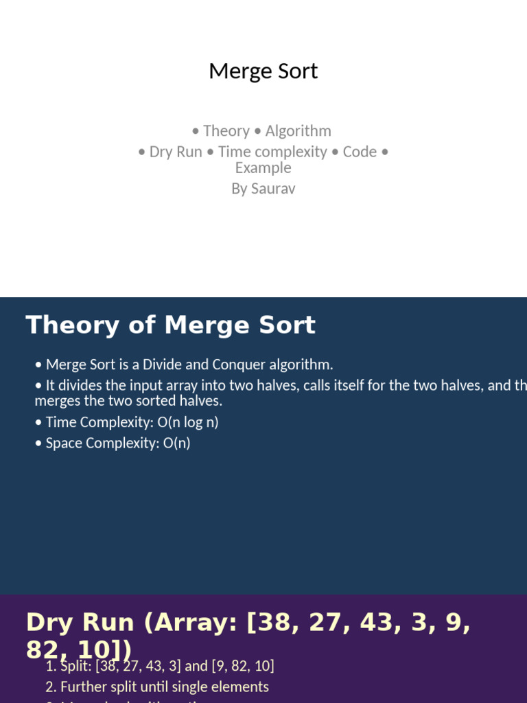 Merge Sort Presentation | PDF