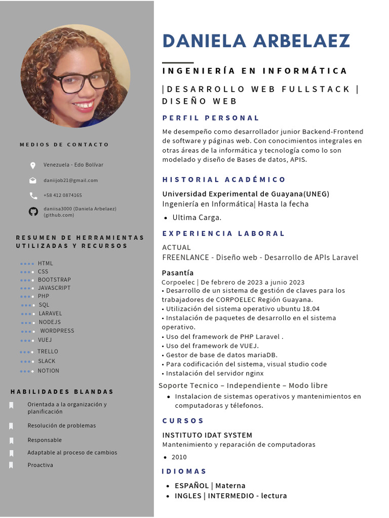 CV - Daniela A. - Desarrollo Web - 0724 | PDF | Red mundial | Internet y web