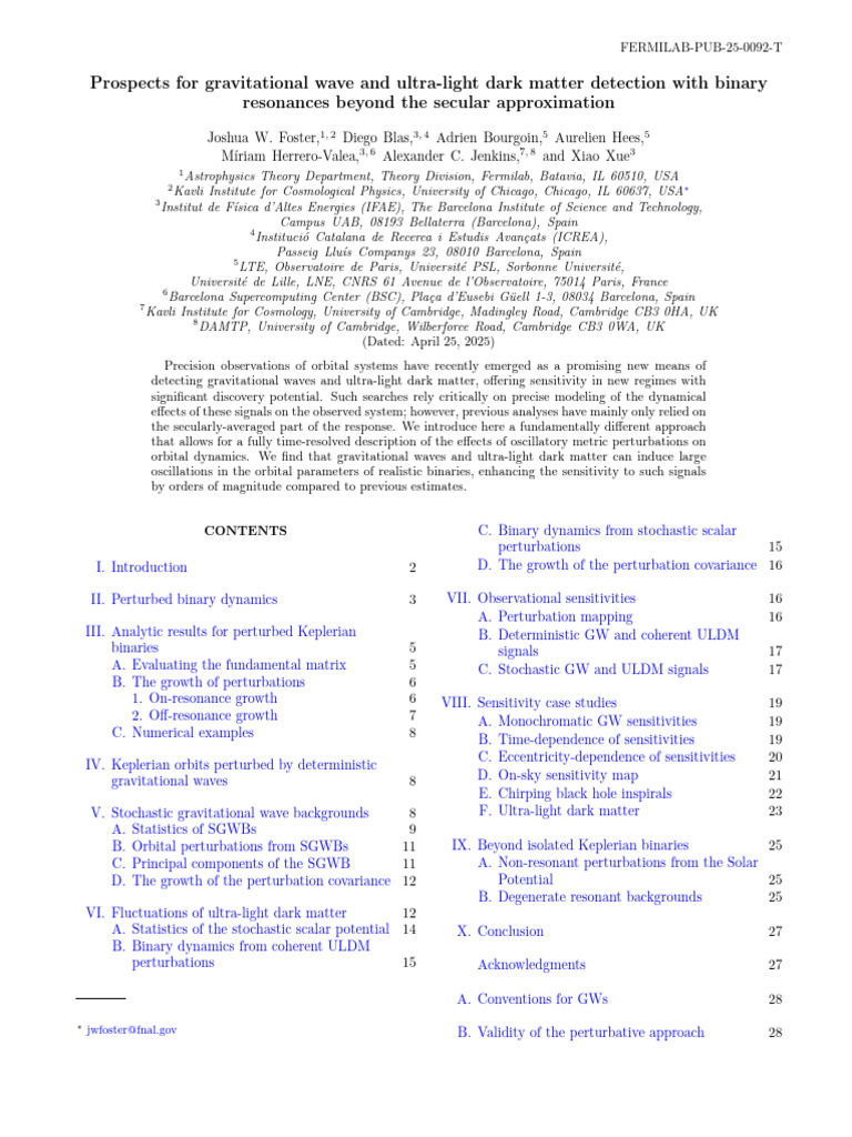 Prospects For Gravitational Wave and Ultra-Light Dark Matter Detection ...