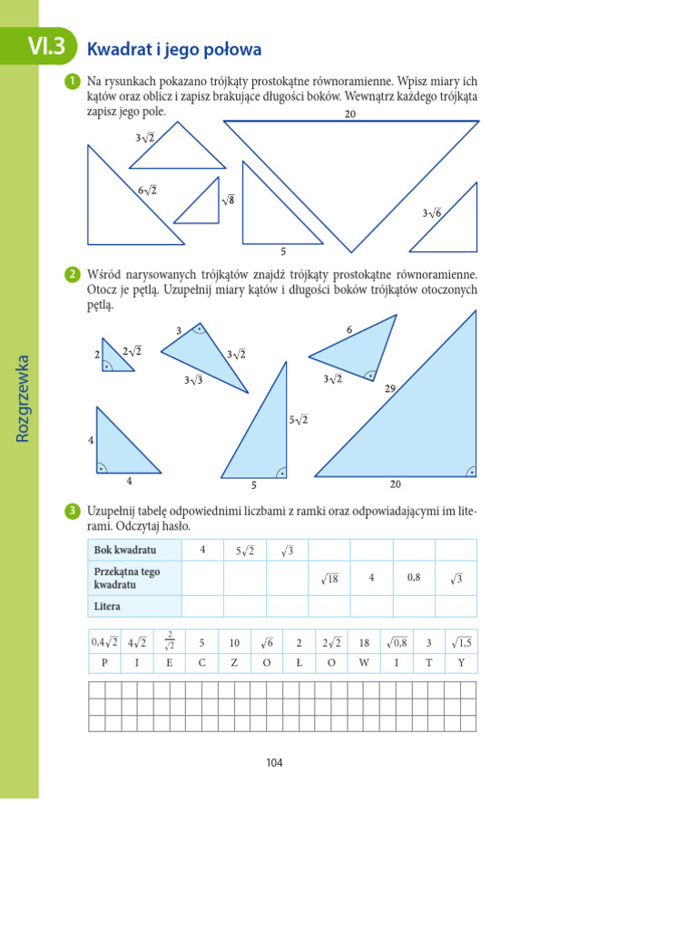 kwadrat i jego połowa zadania | PDF