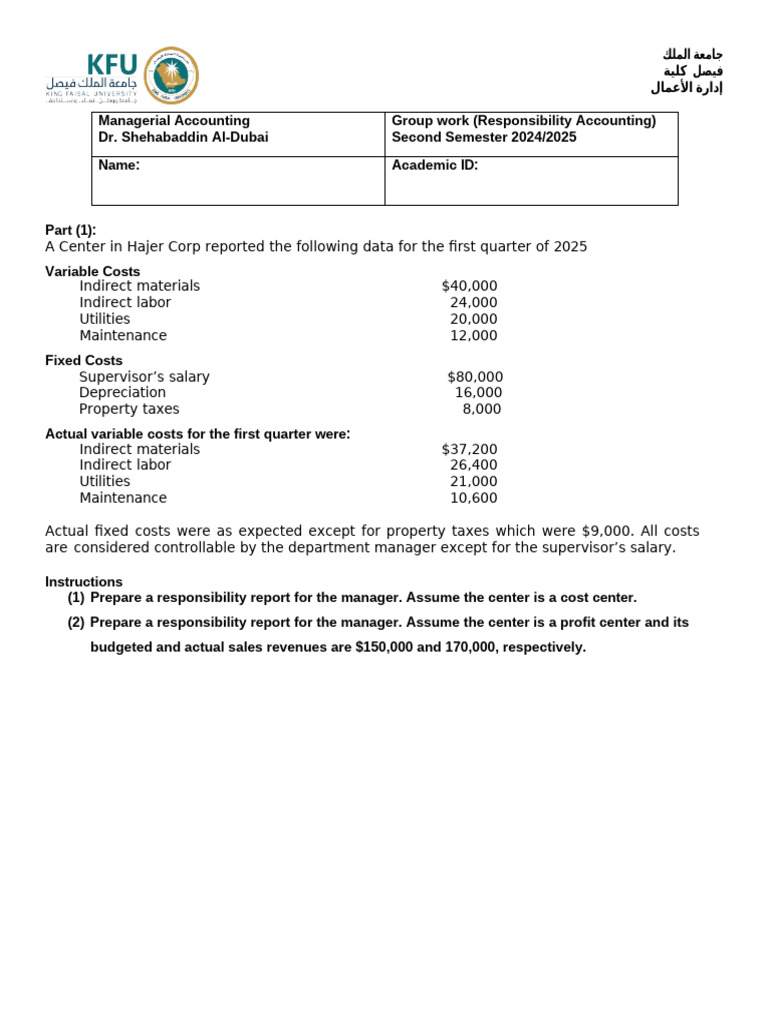 Case Study 7 - Responsibility Accounting - Part 2 | PDF | Taxes | Depreciation
