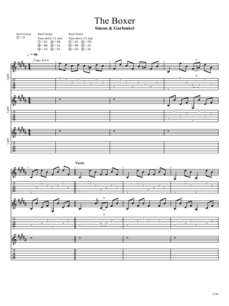 "The Boxer Guitar Tabs and Chords" | PDF | Guitars | Music Technology