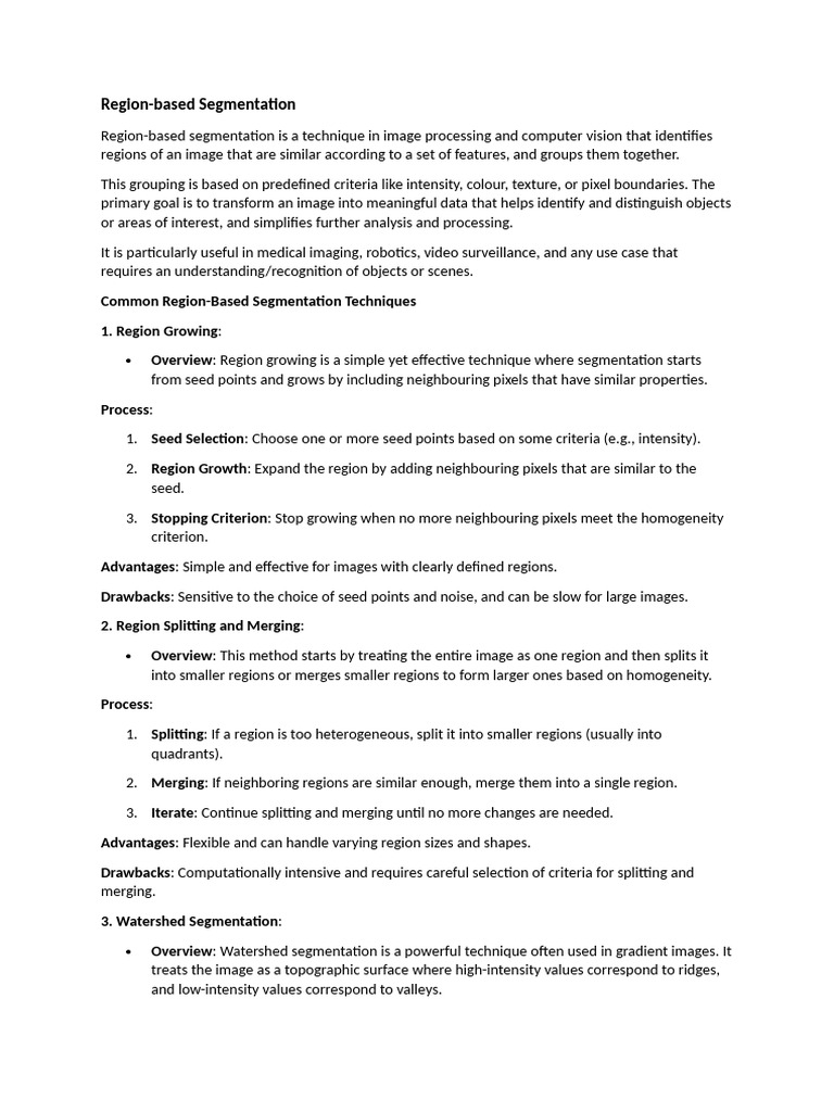 Region-Based Segmentation Techniques | PDF | Image Segmentation | Graphics