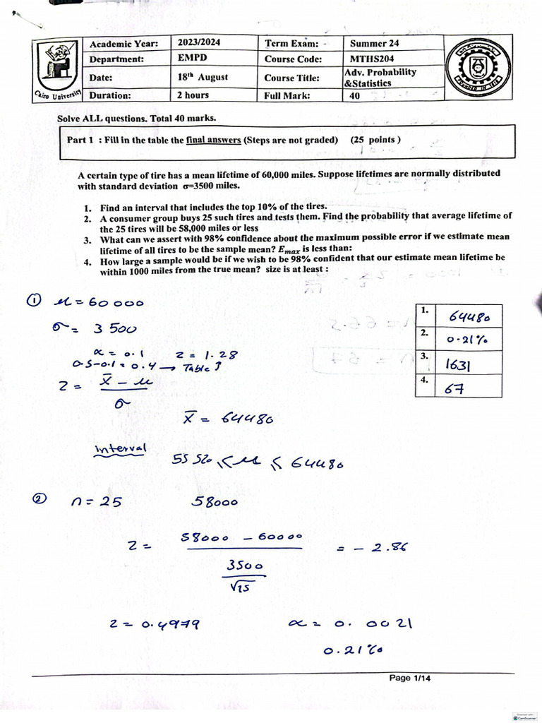 Summer 24 Answers | PDF