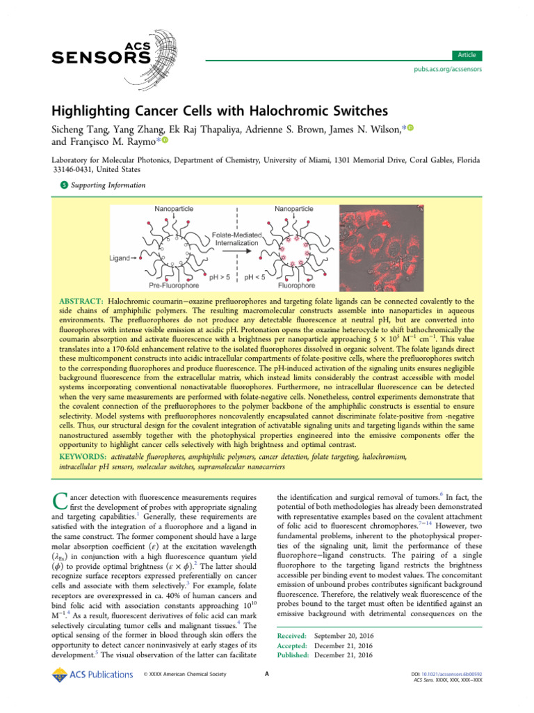 2016 Highlighting Cancer Cells With Halochromic Switches | PDF ...