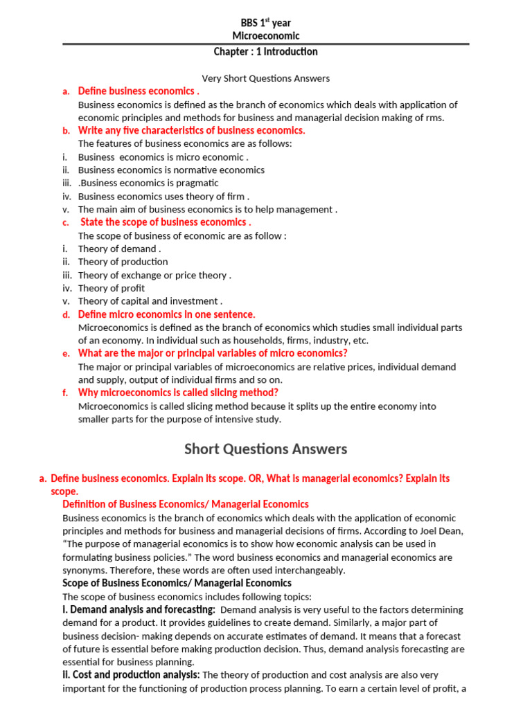 BBS 1st Year Microeconomics Overview | PDF | Demand | Microeconomics