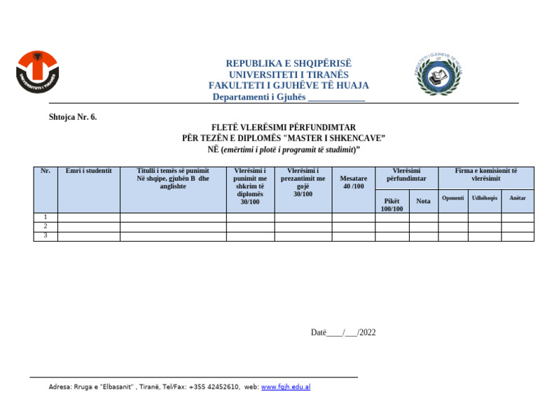 16.05.2024, Shtojca 6 - Rregullore Diplomimi Cikli II - Shkurt 2022 | PDF