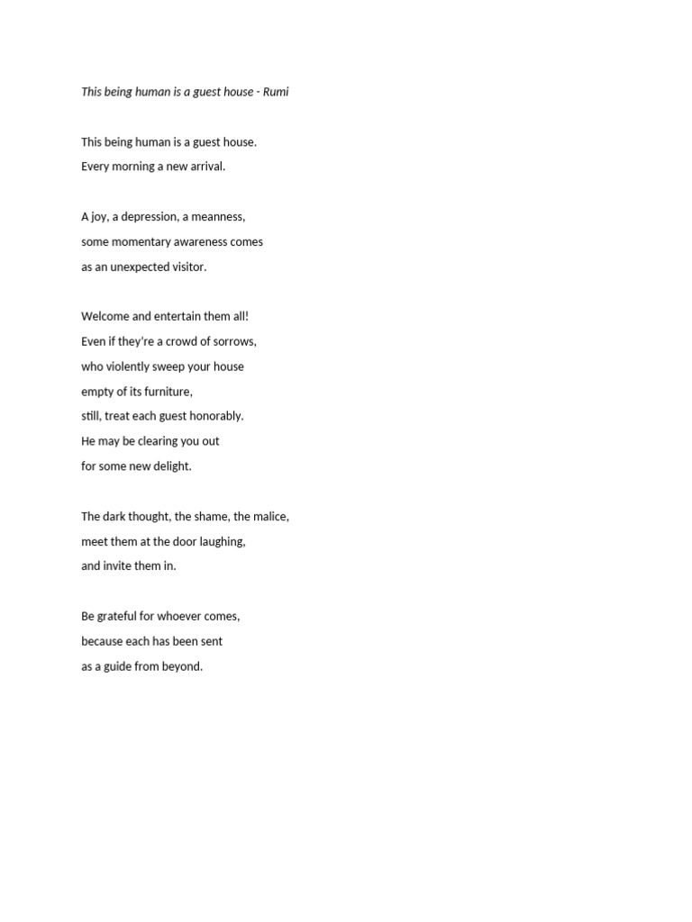 This Being Human Is A Guest House | PDF