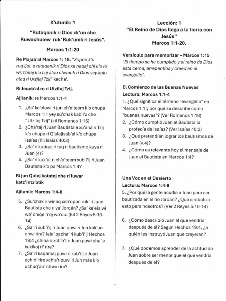 Buenas Nuevas en Marcos 1:1-4 | PDF | Mesías judíos reclamantes ...