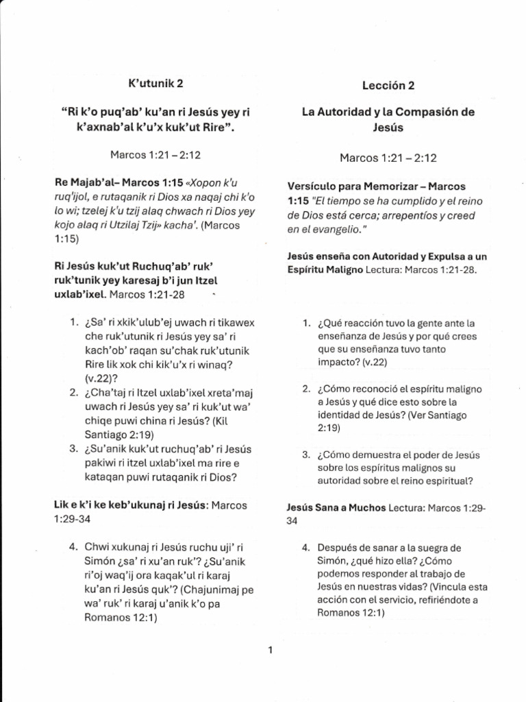 Lección 2 Marcos Bilingue - 20250207 - 0001 | PDF