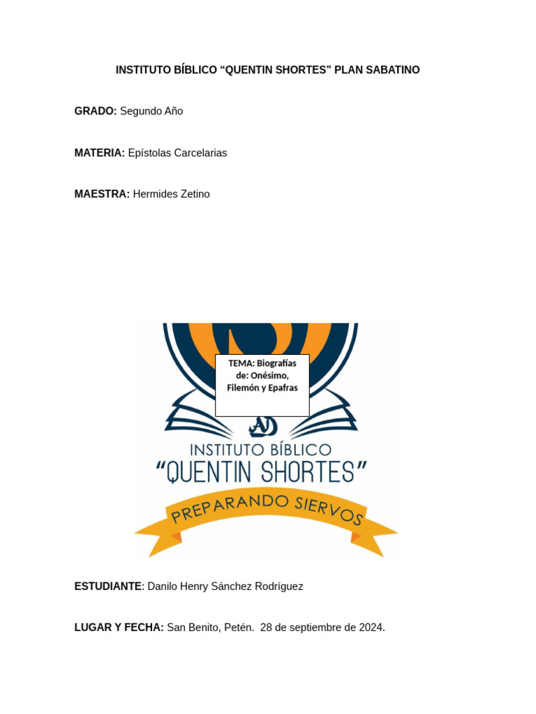 Biografias Onesimo J Filemon y Epafras | PDF | Epístola a Filemón ...