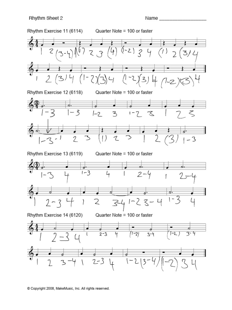 Rhythm Sheet 2 | PDF