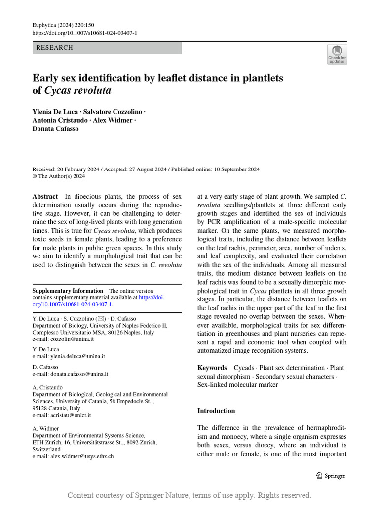 Early Sex Identification by Leaflet Distance in PL | PDF | Akaike ...