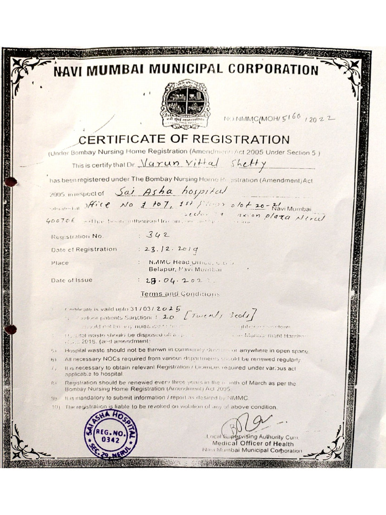 Hospital Registration Certificate | PDF