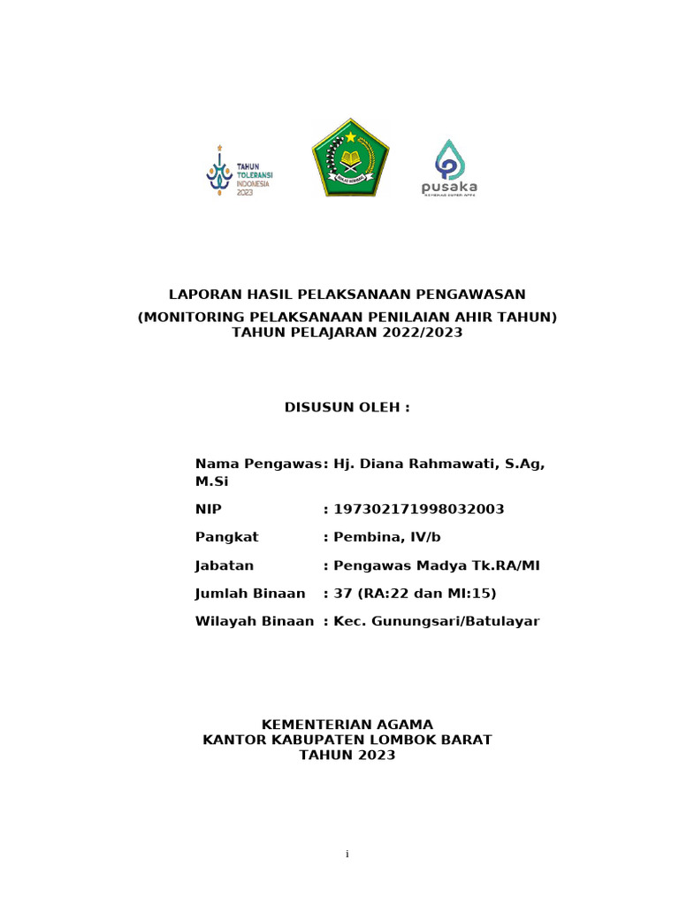 Laporan Monev Pat Diana Fix 2023 | PDF