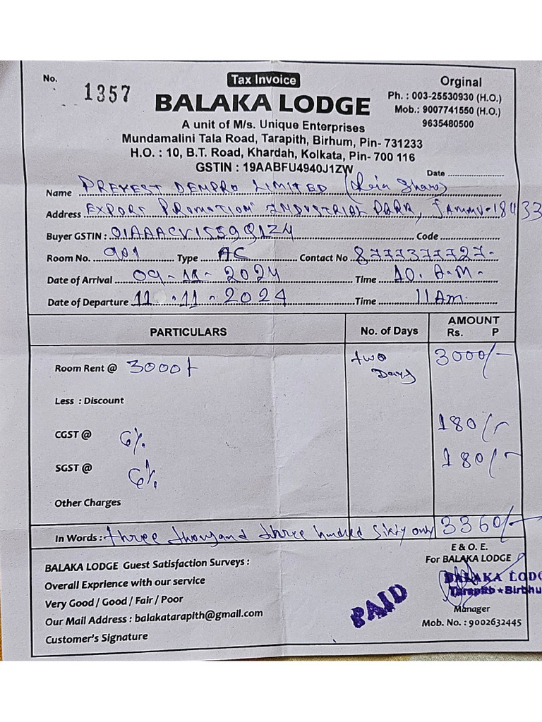 Hotel Bill | PDF