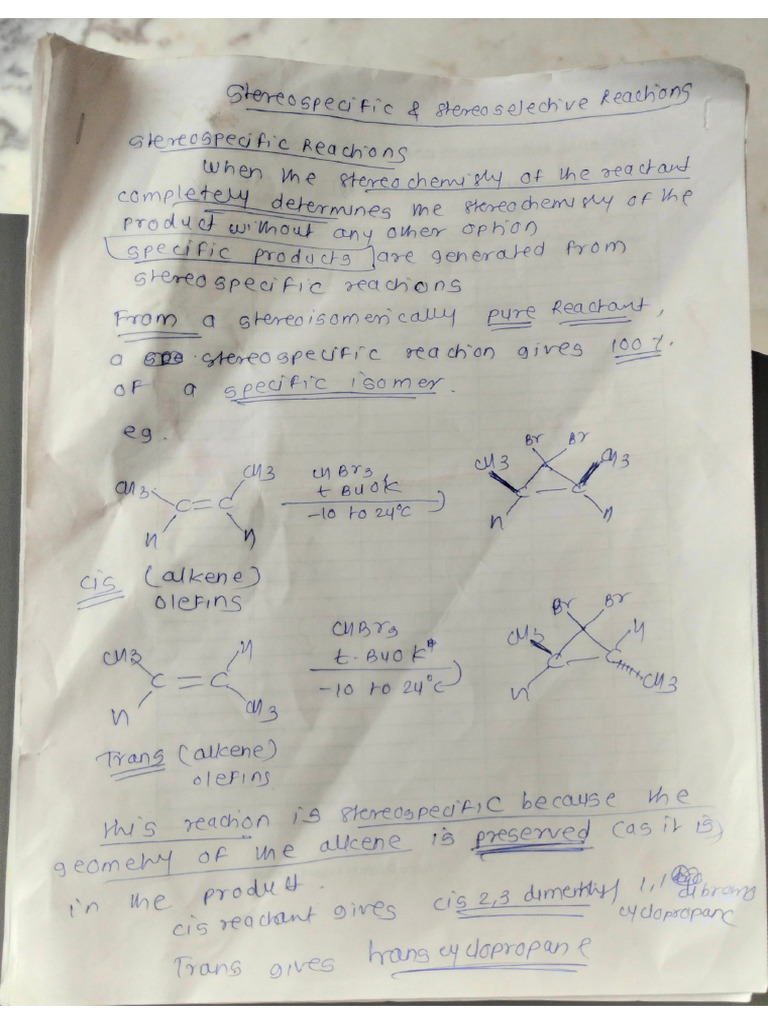 Stereospecific and Stereoselective RXN | PDF