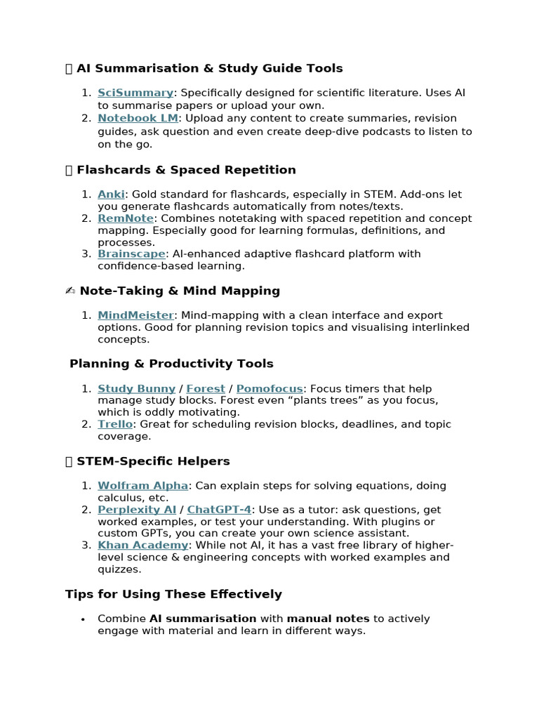 AI Tools for Effective Study and Revision | PDF