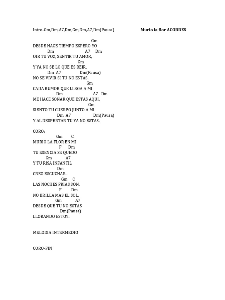 Acordes de "Murió la Flor" | PDF