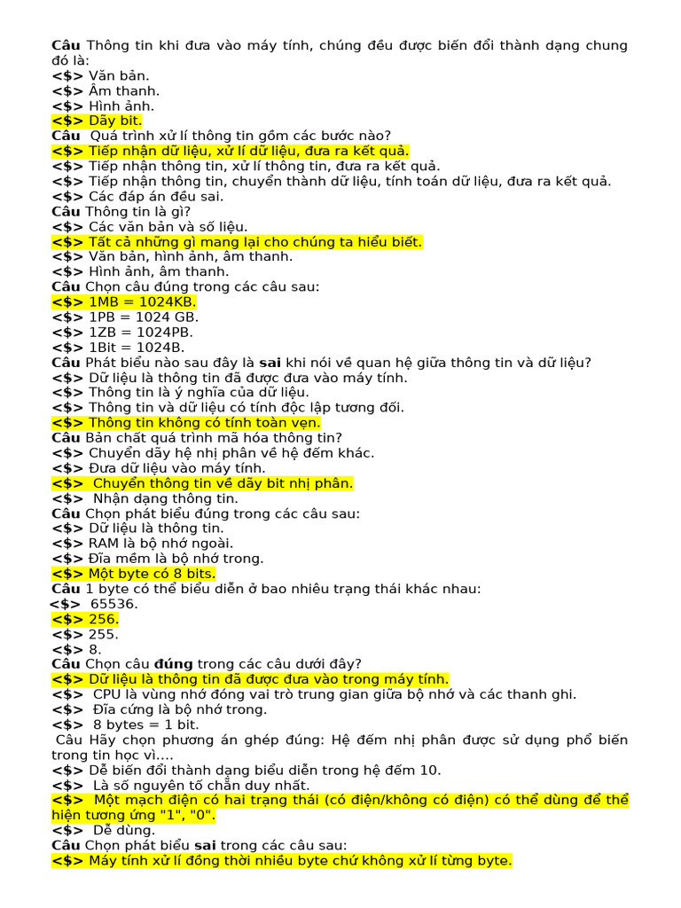 ĐỀ CƯƠNG TIN 10 GK1 | PDF