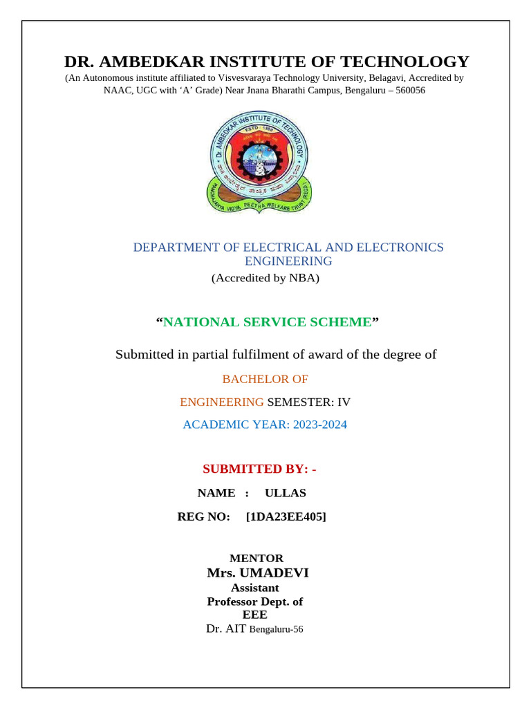 Ullas - Nss - 4 - TH - Sem (1) ONCE MOREe | PDF | Whole Grain | Fat