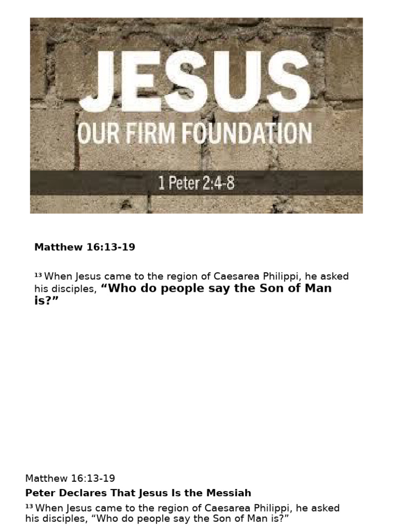 Sol 1 lesson 3 The Firm Foundation | PDF | Jesus | Gospel Of Matthew